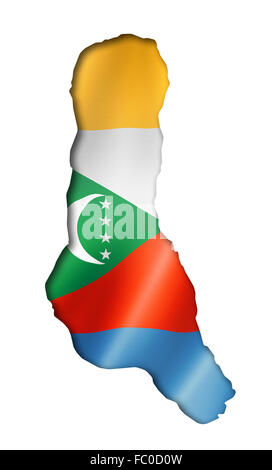 A Comoros flag map on white background 3d illustration with clipping ...