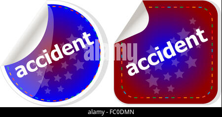accident stickers set on white, icon button Stock Photo - Alamy
