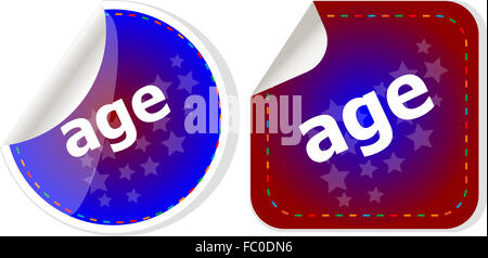age word on stickers button set, label Stock Photo - Alamy