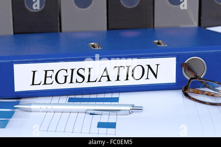 Legislation - blue binder with text, business concept Stock Photo - Alamy
