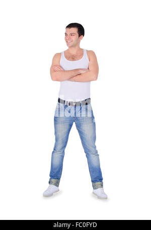 Handsome young man standing over isolated background shouting ...