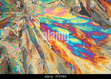 Sugar crystals under microscope, light micrograph, close-up view Stock ...