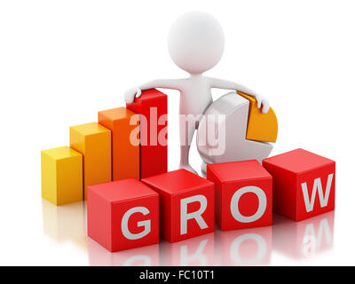 3d white people with business statistic graph Stock Photo - Alamy