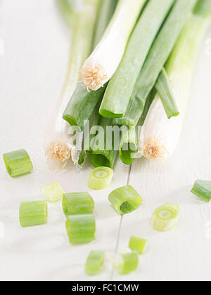 Spring onions on a tray Stock Photo - Alamy