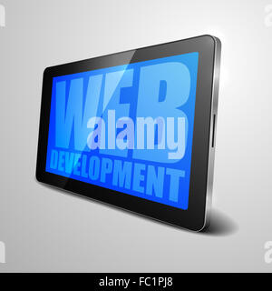 Web development concept: Tablet Computer with Monitor on display Stock ...