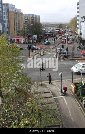 High level view of the Walthamstow Central gyratory system in North ...