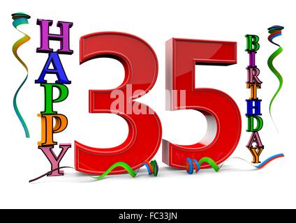 a 35 with happy birthday and balloons Stock Photo - Alamy