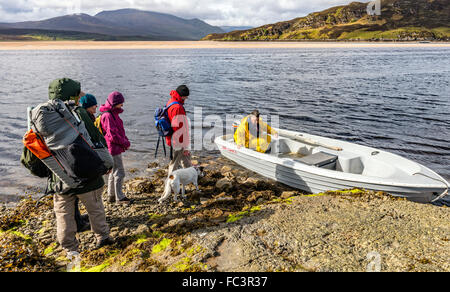 Cape Wrath ferry, Keoldale, Kyle of Durness, Sutherland. The ferryman ...