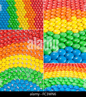 Background of Colorful Chocolate Candy collage Stock Photo - Alamy