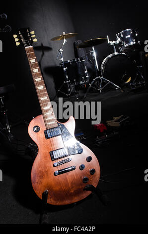 Set of musical instruments in club Stock Photo - Alamy