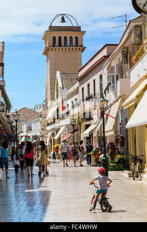 Lithostroto Street Shopping in Argostoli, Kefalonia, Greece Stock Photo ...