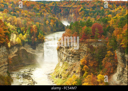 Autumn scene of waterfalls and gorge Stock Photo - Alamy