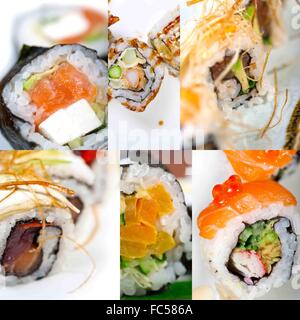 Japanese sushi collage Stock Photo - Alamy