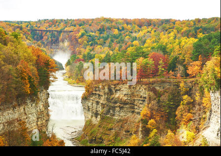 Autumn scene of waterfalls and gorge Stock Photo - Alamy