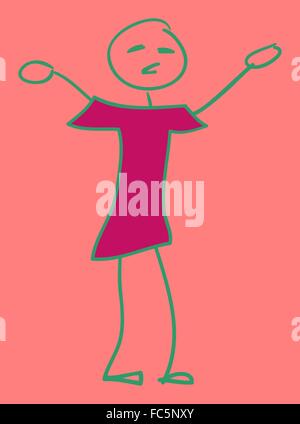 Cartoon stickman, stick figure man with bbq, sausage, bratwurst and ...
