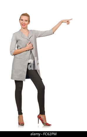 Pretty smiling girl presenting fashionable leather bag Stock Photo - Alamy