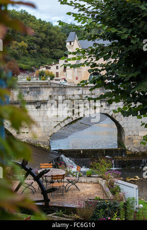 Brantome Abbey Mill, river Dronne, Brantome, Loire Valley, France Stock ...