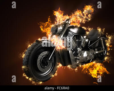 Motorbike wheel in flame, fire illustration Stock Photo - Alamy