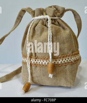 Handmade flax purse Stock Photo - Alamy