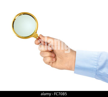a magnifying glass in hand on a transparent background Stock Photo - Alamy