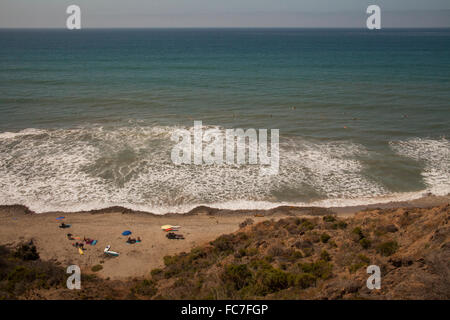 High angle view on wave of atlantic ocean at Santa Monica Beach Stock ...