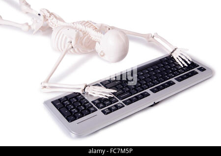 Funny Skeleton working on computer Stock Photo - Alamy