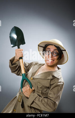 Funny man with the spade Stock Photo - Alamy