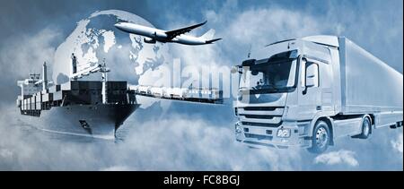 Transport of goods by truck, boat, plane and train Stock Photo - Alamy