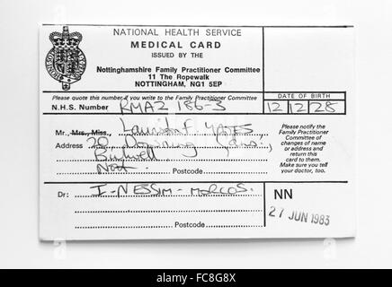 NATIONAL HEALTH SERVICE CARD Stock Photo - Alamy