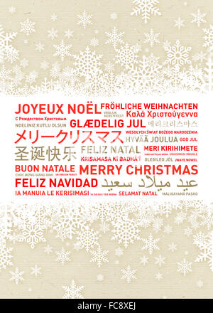 Merry christmas from the world. Different languages celebration card ...