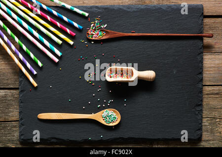 Drinking straws and sugar sprinkle dots Stock Photo - Alamy