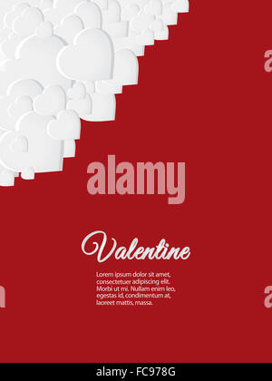 valentine holiday celebration card with red hearts on bright background ...