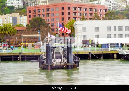 Pier 33 on The Embarcadero at Fisherman's wharf and Coit tower in San ...