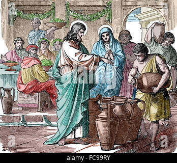 Jesus' first miracle, the turning of water into wine in a wedding in ...