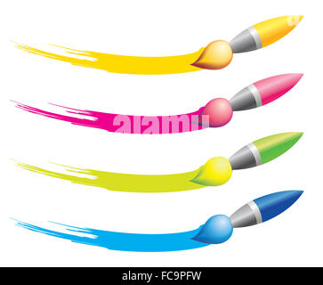 Yellow paint stroke brushes for painting Stock Photo - Alamy