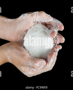 Isolated lathered hands and soap Stock Photo - Alamy