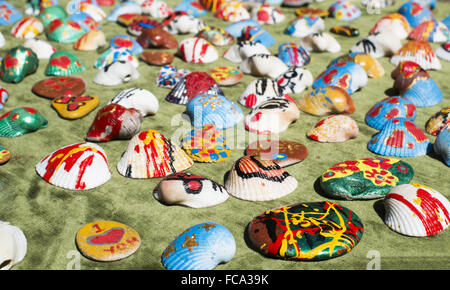 Clam shells souvenirs. Painted figures Stock Photo - Alamy