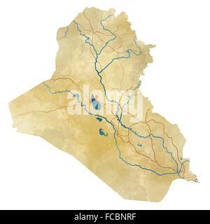 Iraq map, physical map, hand drawn, illustrated Stock Photo - Alamy