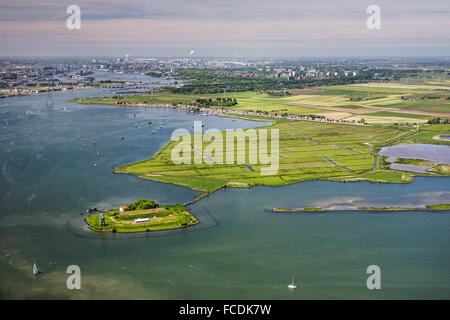 Netherlands, Durgerdam. Vuurtoreneiland (Lighthouse Island), Defence ...