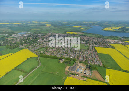 An aerial view of the Northamptonshire village of Brixworth Stock Photo ...