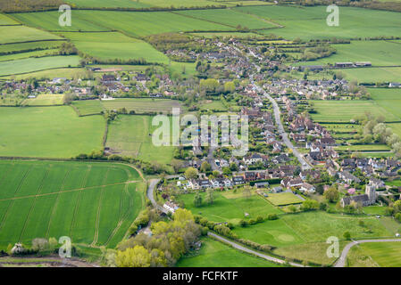 An aerial view of the Worcestershire village of Bishampton and ...