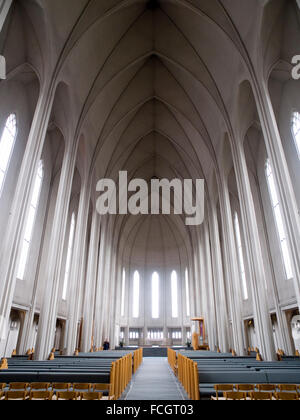 Interior of Hallgrimskirkja Cathedral in Reykjavik, Iceland Stock Photo ...