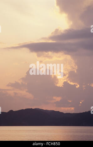 Sunset in the Republic of Palau, an island country in the western chain ...