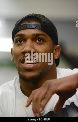 British professional boxer Anthony Joshua visiting Muscle Unit Gym ...