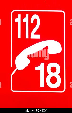 Emergency call telephone number 112 for police and firebrigade Stock ...