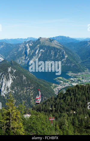 Austria Salzkammergut Feuerkogel cable car view of Traun lake and ...