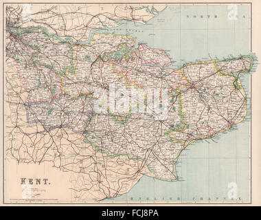 KENT. Showing Parliamentary divisions, boroughs & parks. BACON 1913 old ...