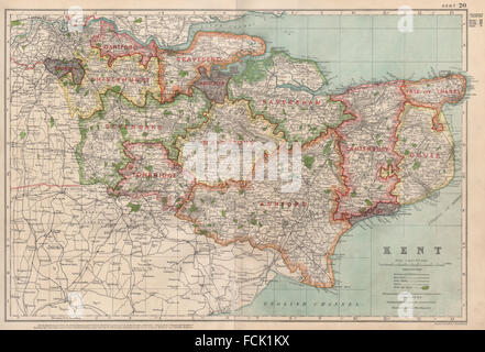 KENT. Showing Parliamentary divisions, boroughs & parks. BACON 1934 old ...