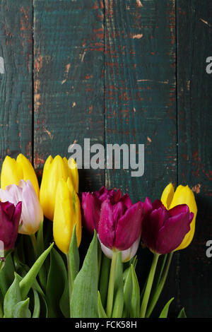 fresh tulips on the boards, flowers Stock Photo - Alamy