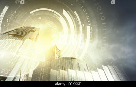Digital image of bottom view of tall skyscraper Stock Photo - Alamy